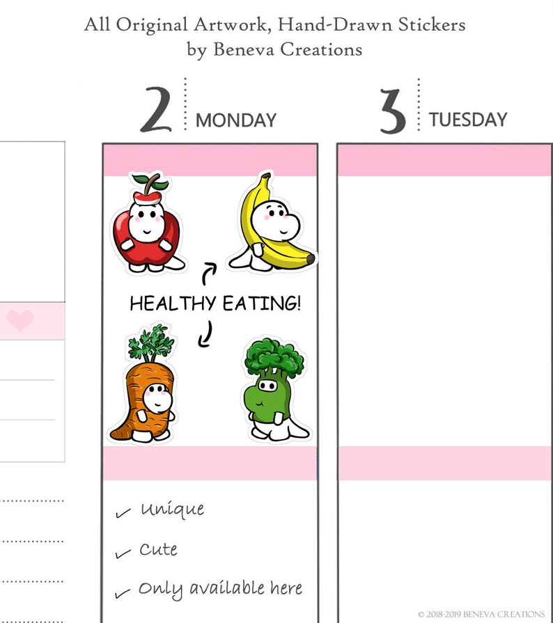 Fruits and Vegetables Stickers Healthy Eating Fruit - Etsy