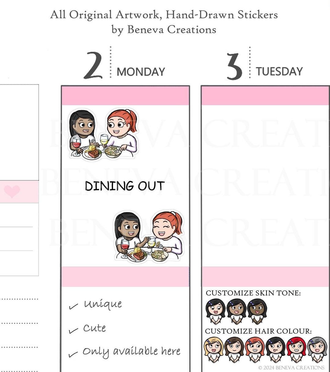 Dining Out Stickers - Meal Out - Dinner Date Stickers - Girlfriend ...