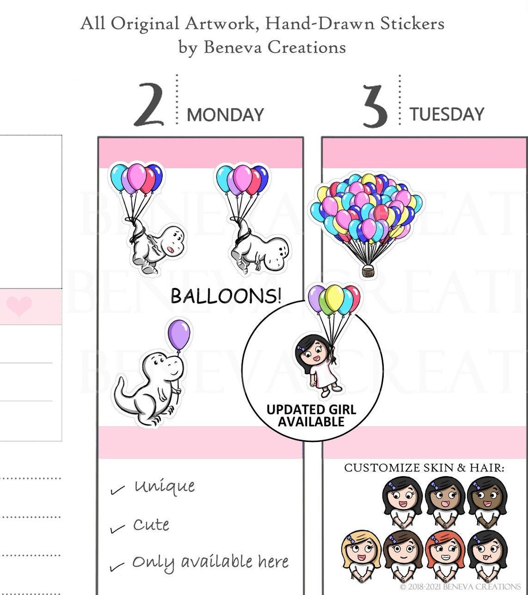 Balloon Stickers - Celebration Stickers - Party Stickers - Bunch of ...