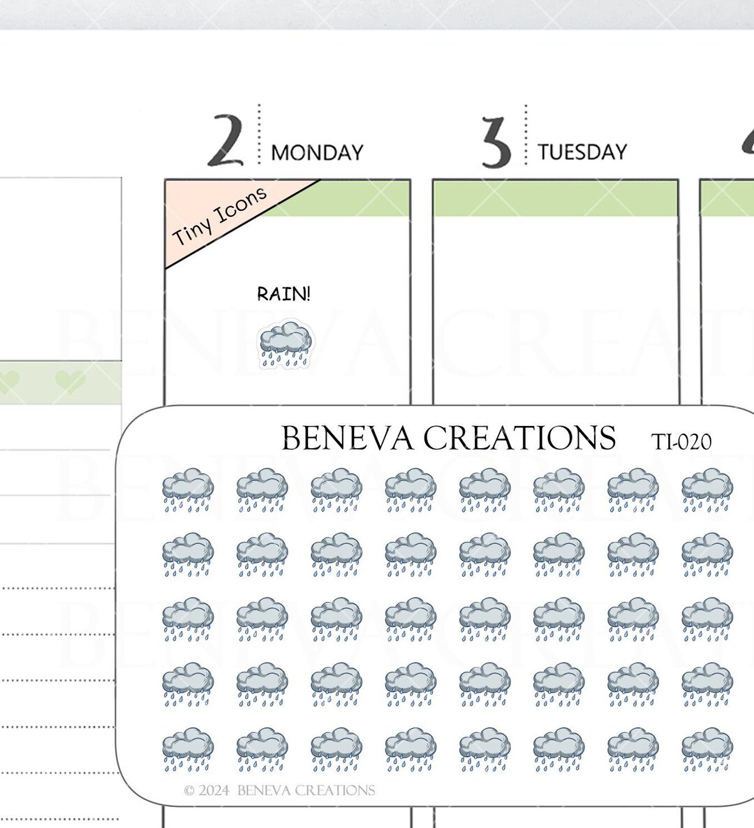 Tiny Rain Stickers-rainy Stickers-raining Stickers-weather Stickers ...