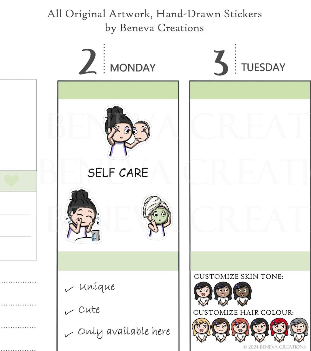 Self Care Stickers-makeup Removal Stickers - Face Washing Stickers ...
