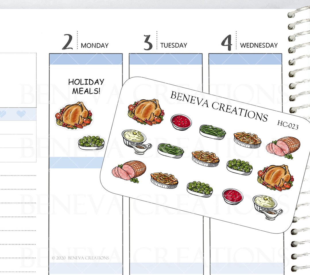 Holiday Dinner Stickers- Side Dishes Stickers- Thanksgiving Stickers ...