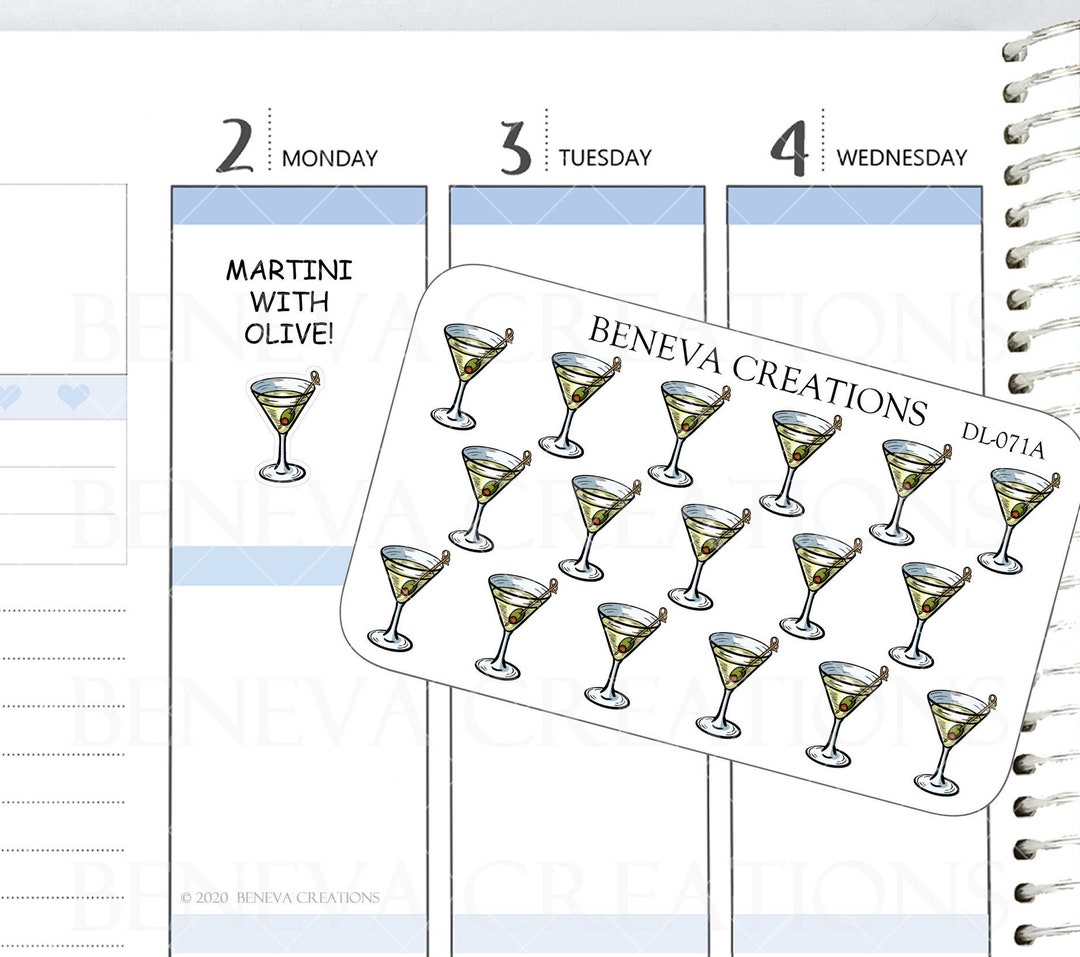 Martini Stickers- Martini Glasses -drink Stickers- Alcohol Stickers ...