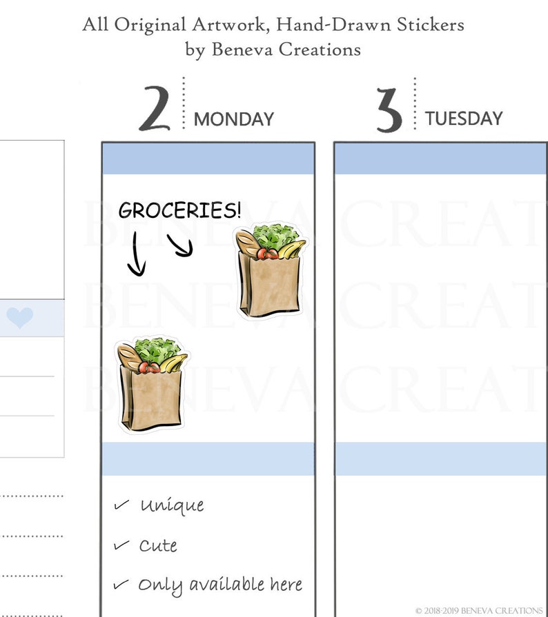Groceries Stickers - Grocery Stickers - Grocery Bag Stickers - Grocery ...