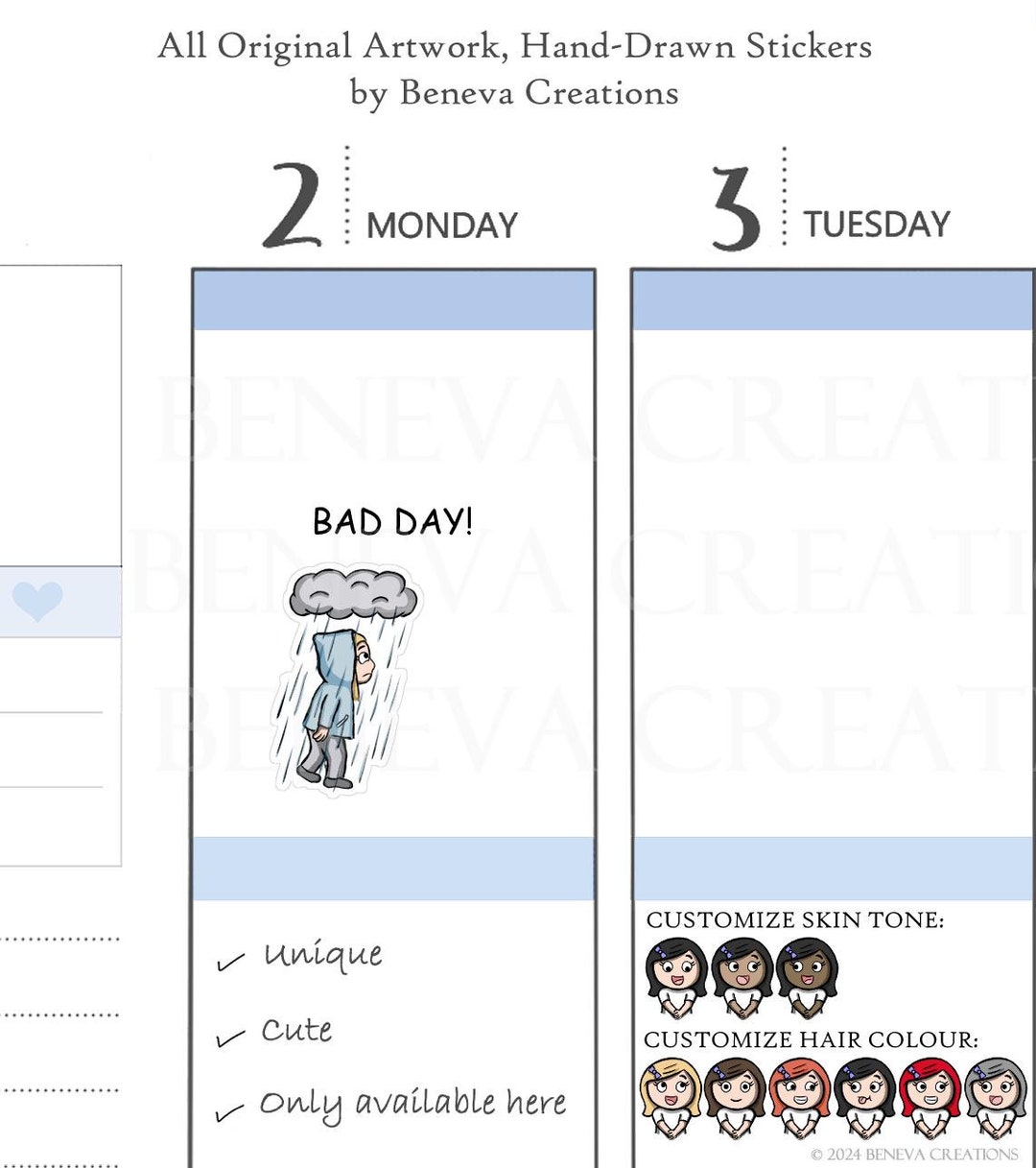 Bad Day Stickers - Bad Luck - Rainy Day Stickers - Sadness - Depression ...