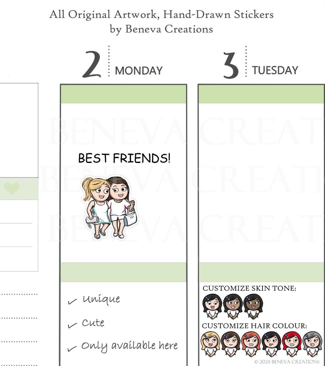 Best Friend Stickers - BFF Stickers - Friend Stickers- Girl Stickers ...