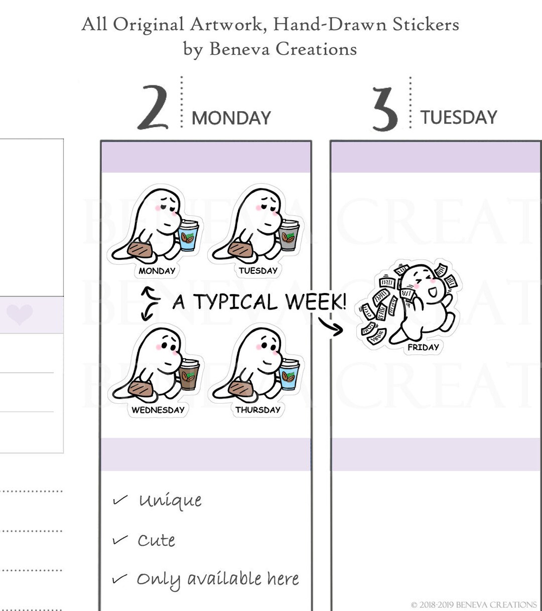 Days of the Week Stickers - Weekday Stickers - Work Week Stickers ...