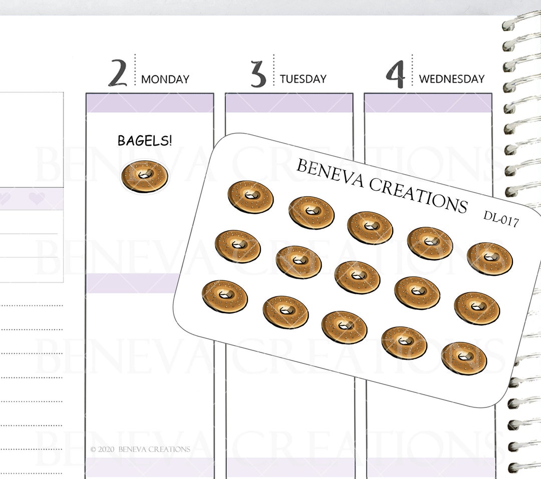 Bagel Stickers - Bread Stickers- Food Stickers - Pastry Stickers ...