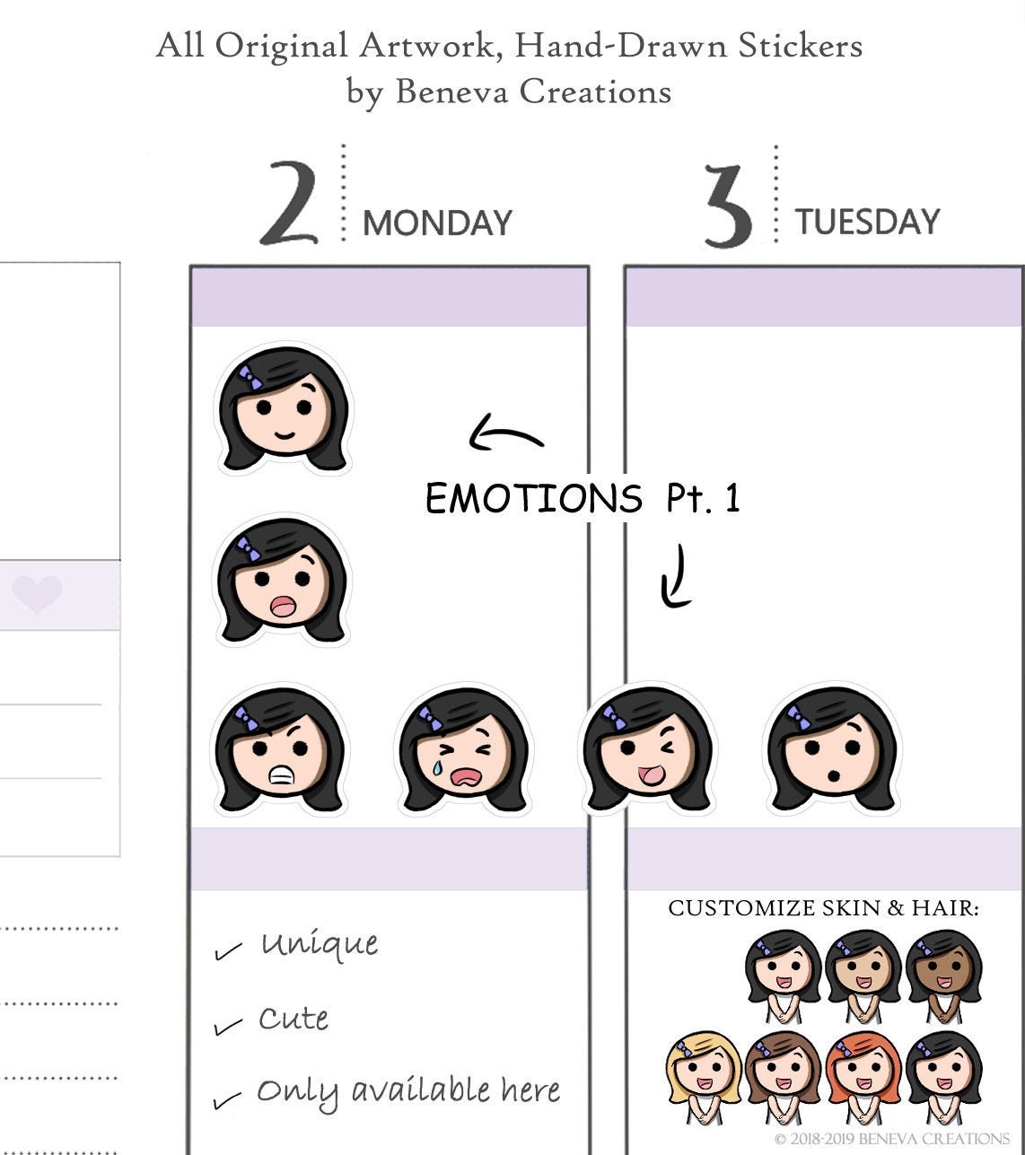 Emotions Pt. 1 Emotion Stickers Emoti Planner Stickers | Etsy