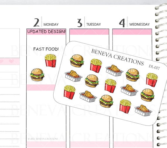 Fast Food Stickers Burger Stickers Frie Stickers Chicken - Etsy