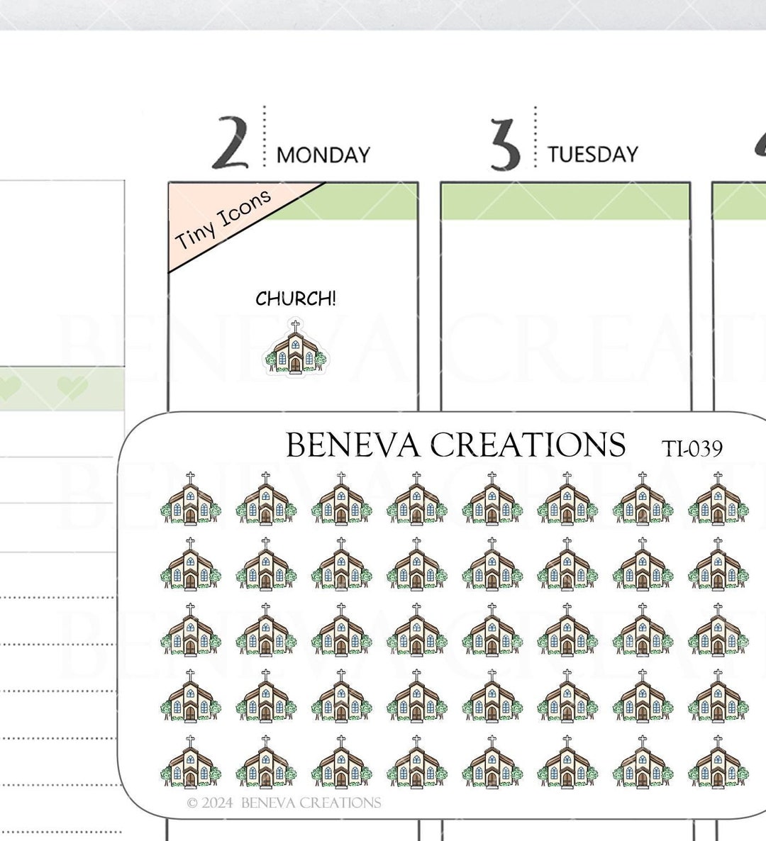 Tiny Church Stickers-church Planner Stickers-religious Stickers ...