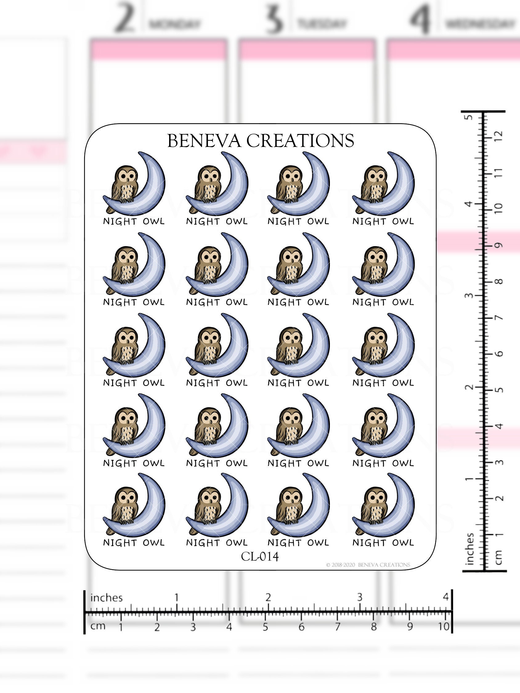 Night Owl Stickers Owl Stickers Moon Stickers Night | Etsy