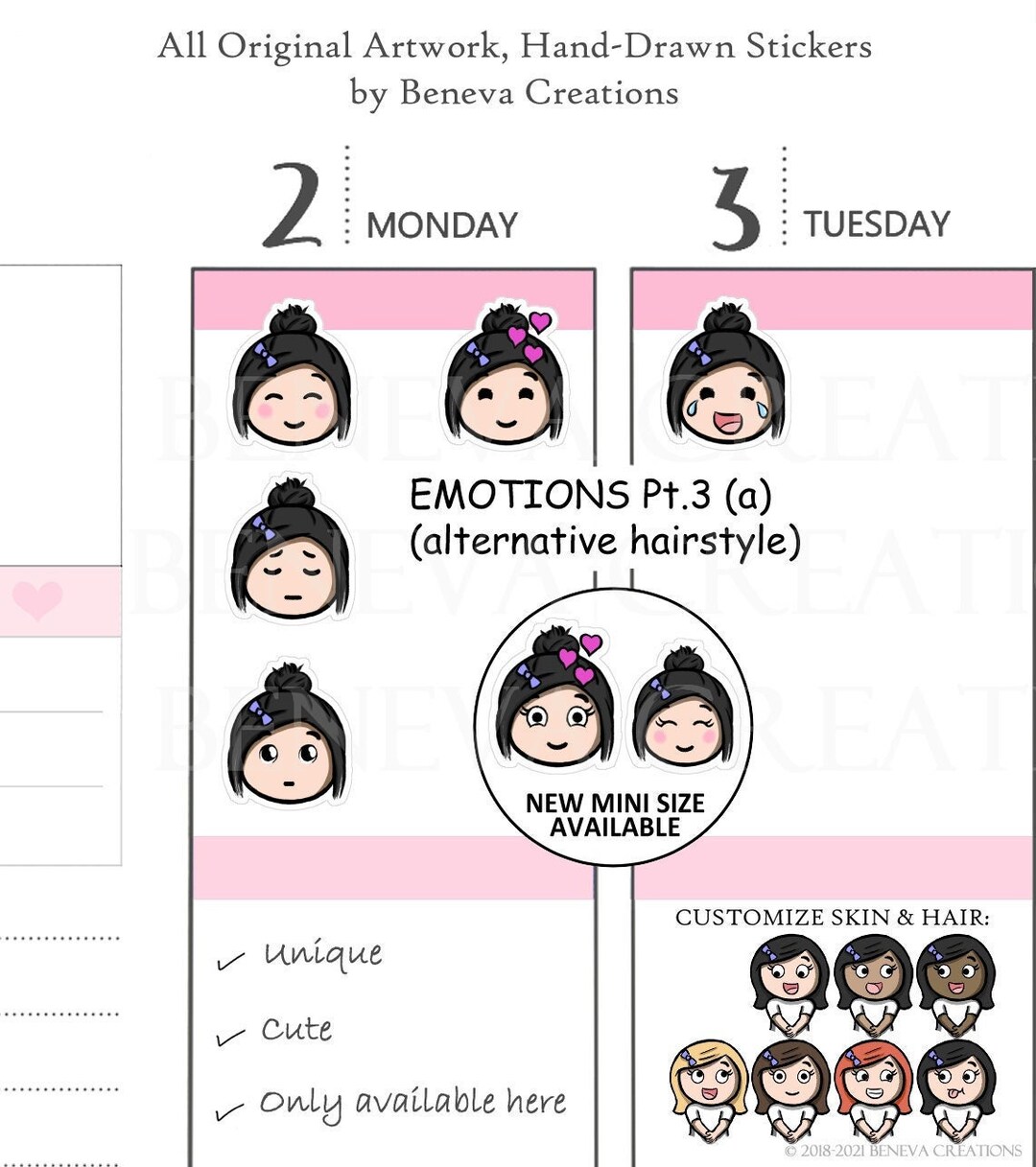 Emotion Stickers Emoti Planner Stickers Mood Trackers Mood Stickers ...