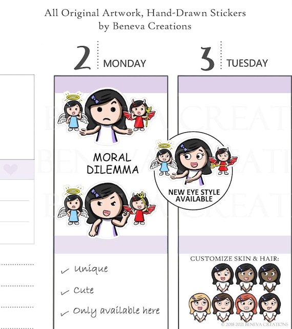 Moral Dilemma Stickers Angel and Devil Stickers Conscience - Etsy