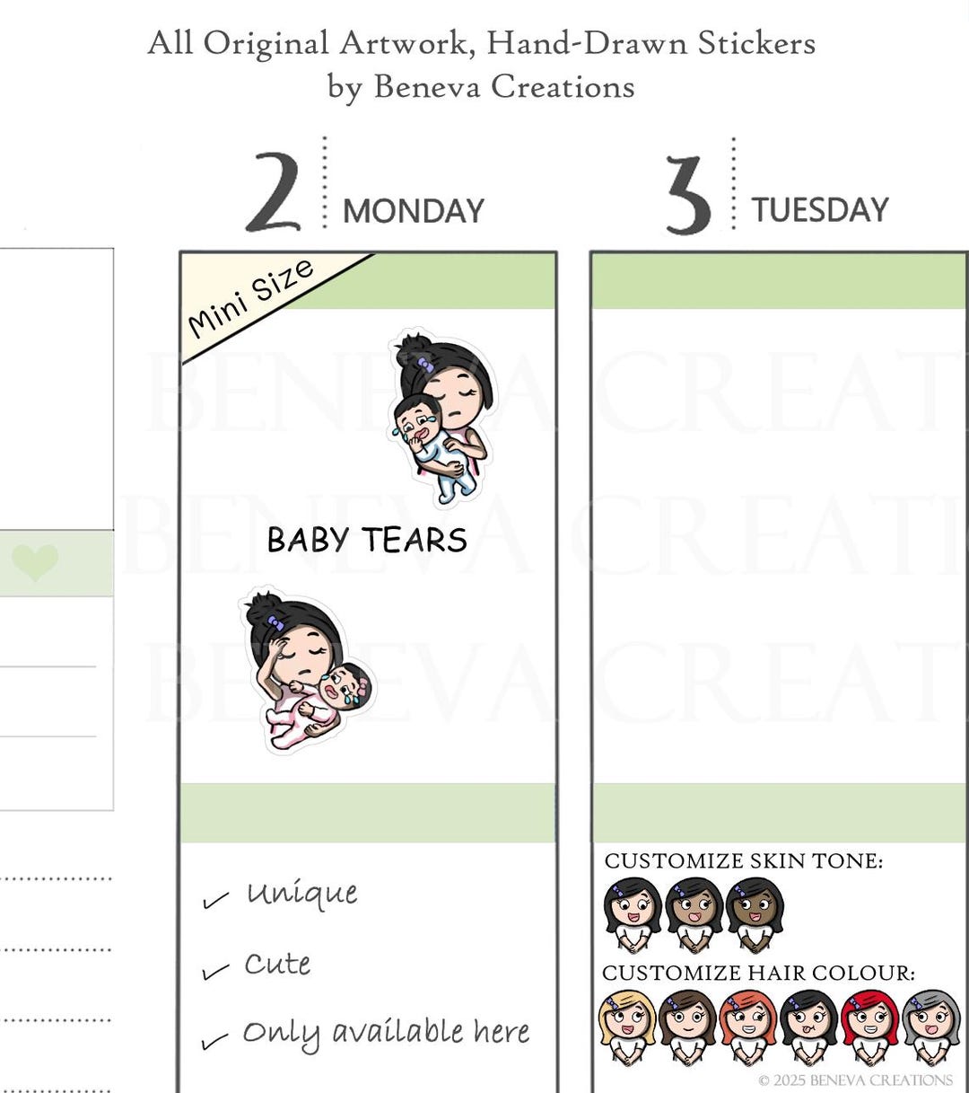 Baby Crying Stickers-baby Stickers-mom Life Stickers- Mum Life Stickers ...