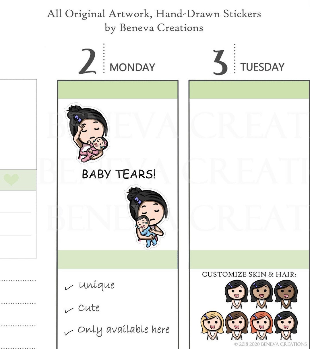 Baby Crying Stickers-baby Stickers-mom Life Stickers- Mum Life Stickers ...