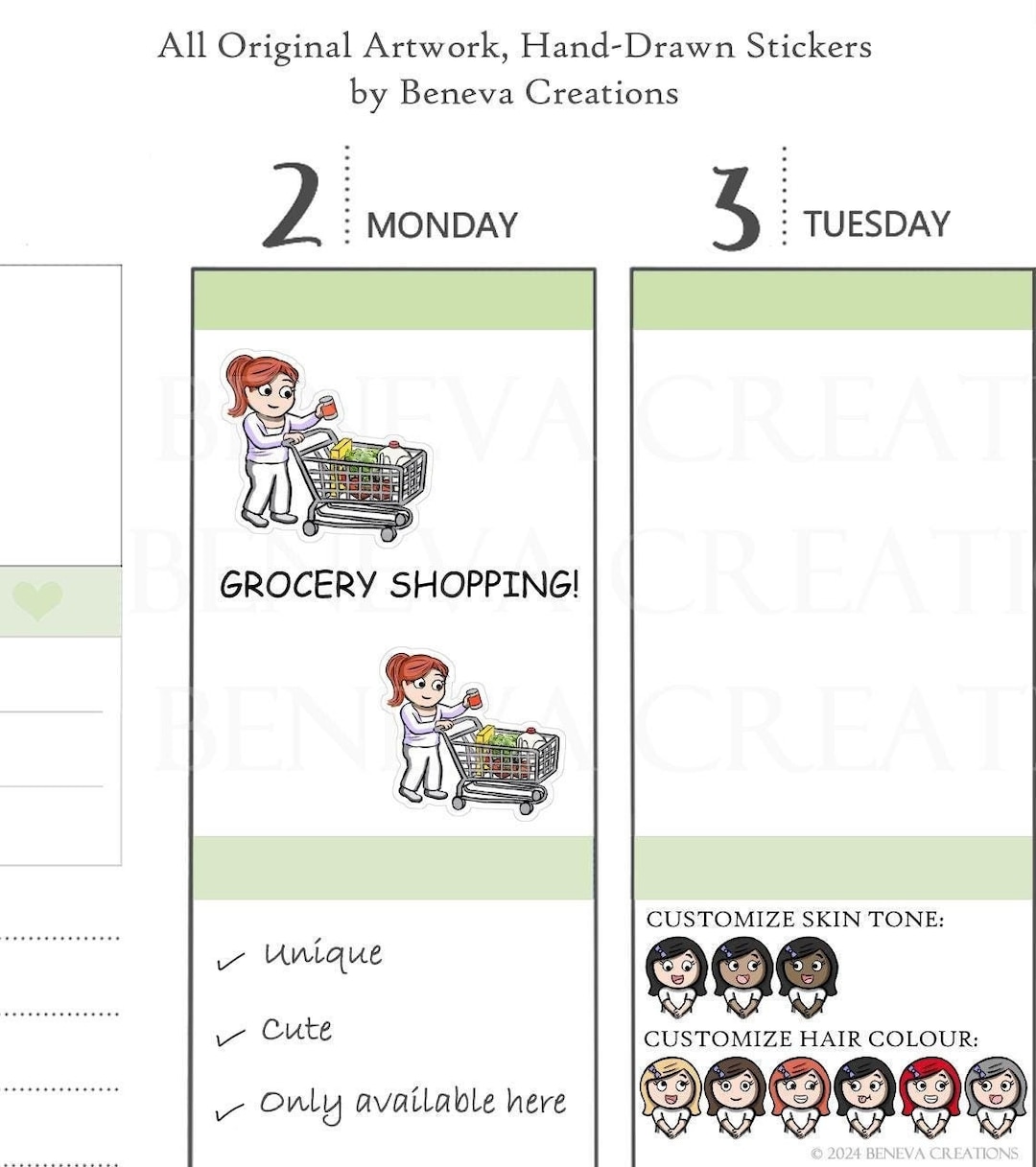 Grocery Shopping Stickers -shopping Cart Stickers - Grocery Cart ...