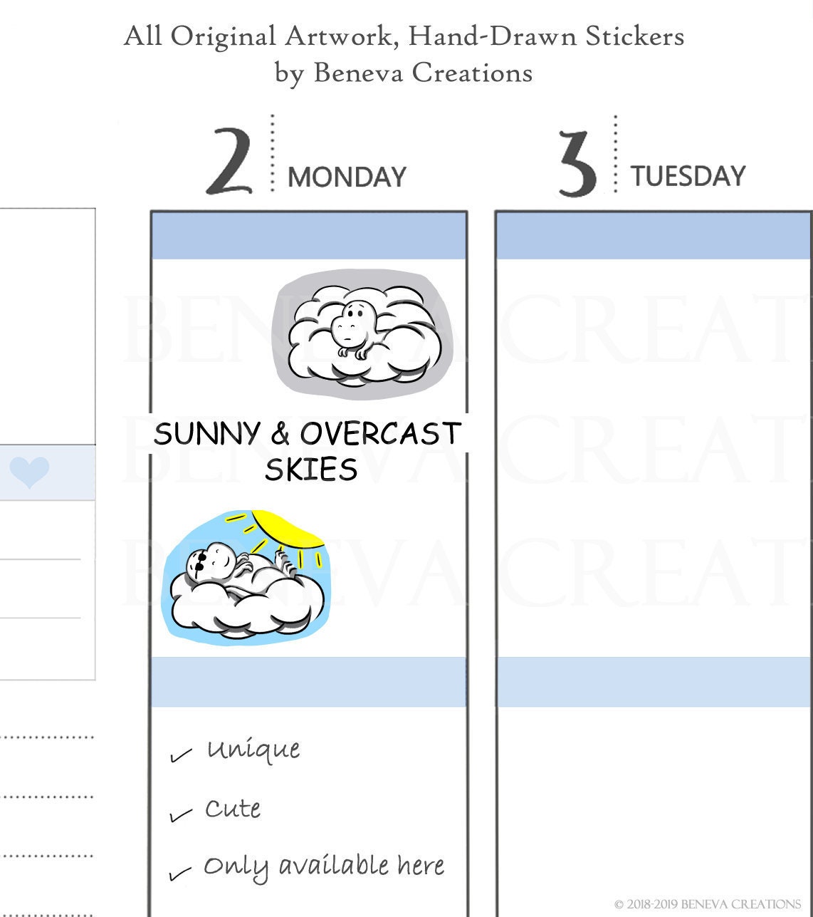Sun Stickers Cloud Stickers Sunbathing Stickers Seasonal | Etsy