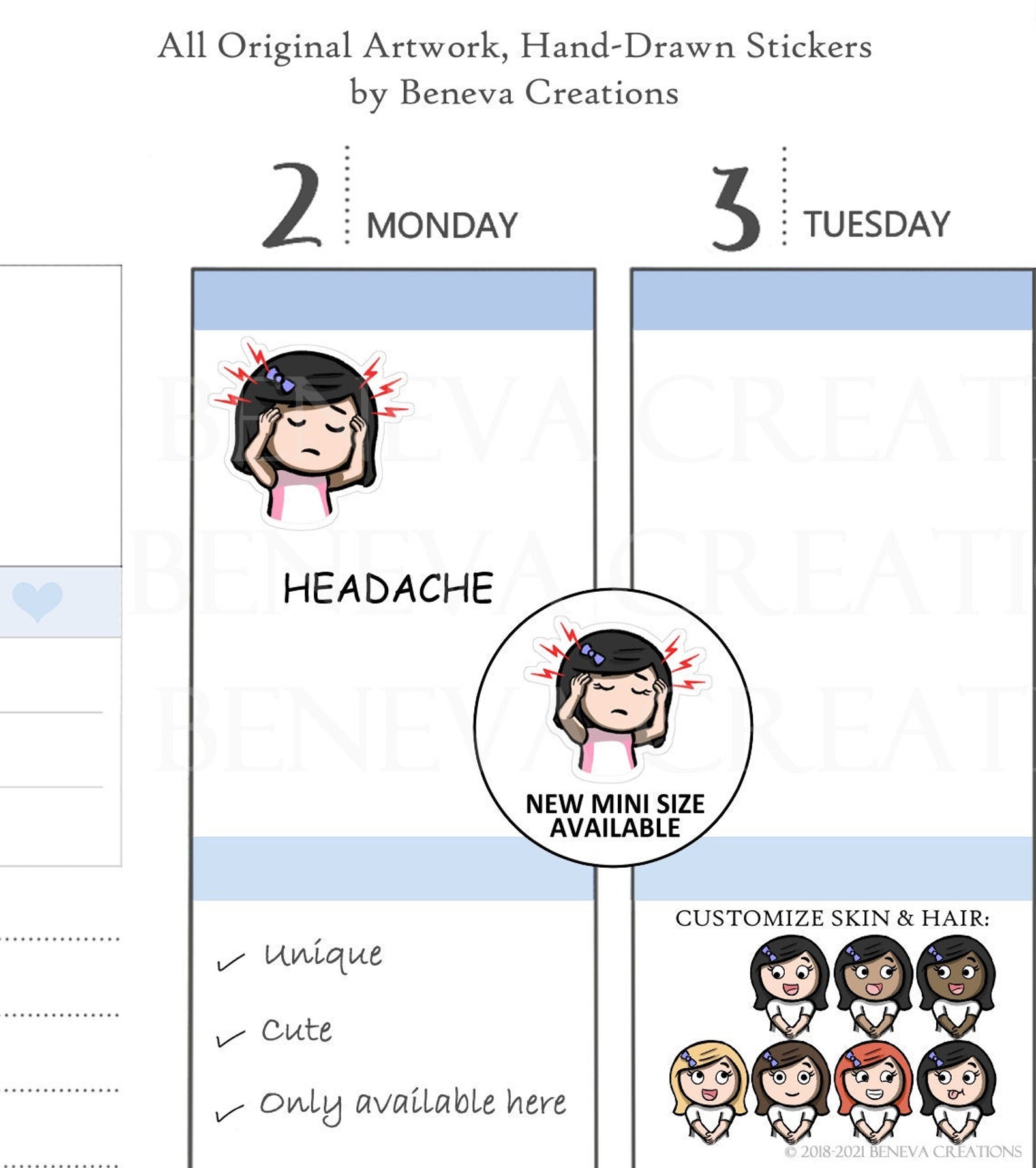 Headache Stickers Pain Stickers Migraine Stickers symptom - Etsy