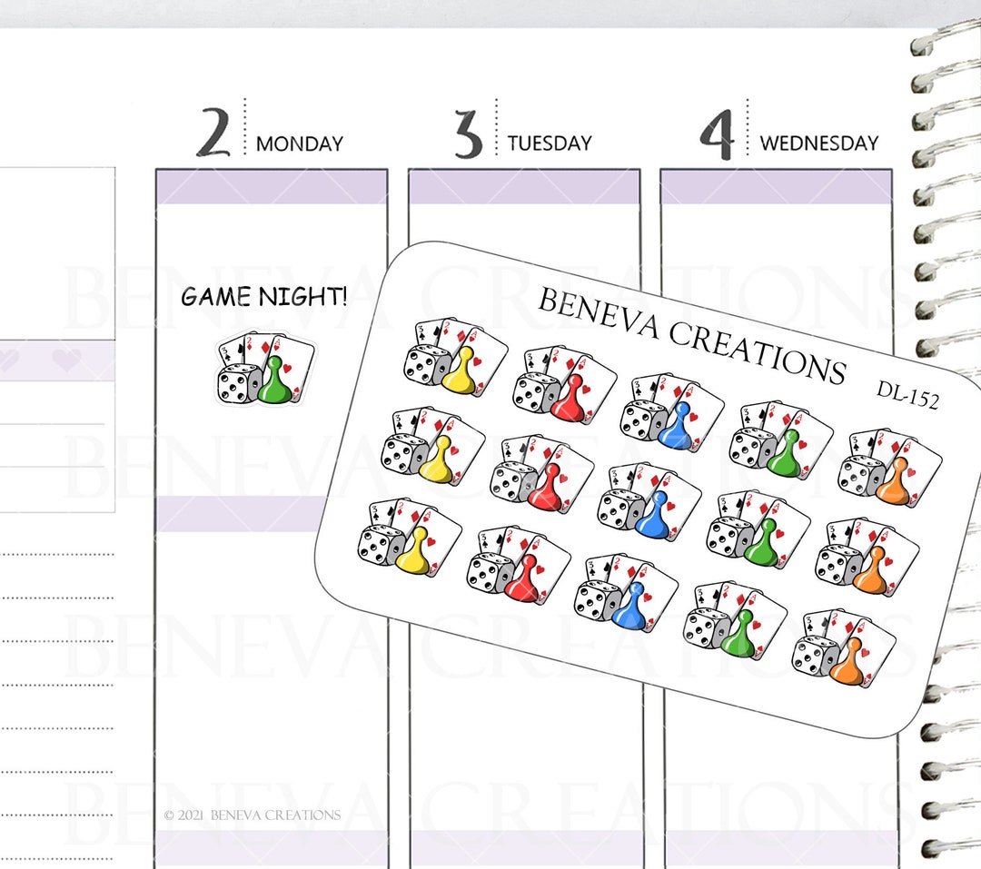 Game Stickers-game Night Stickers-card Stickers-activity Stickers-dice ...