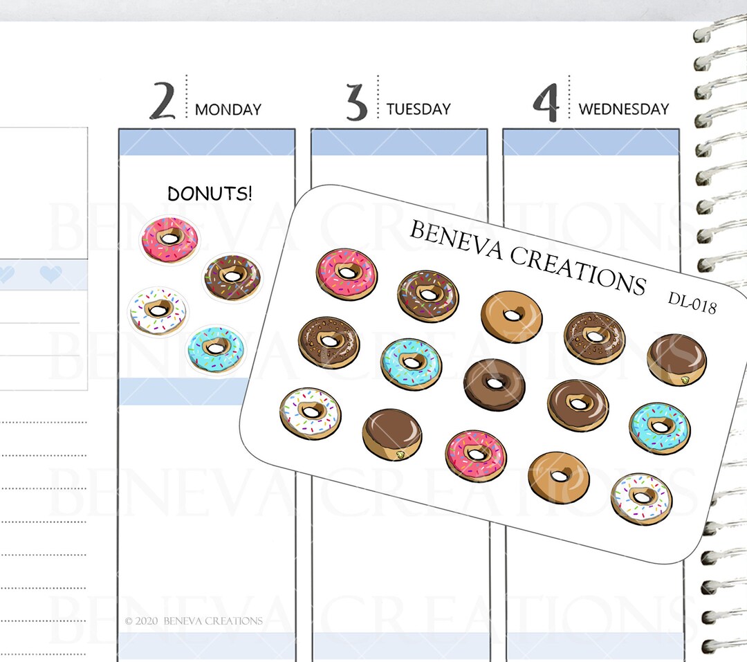 Donut Stickers - Doughnut Stickers -food Stickers-junk Food Stickers ...