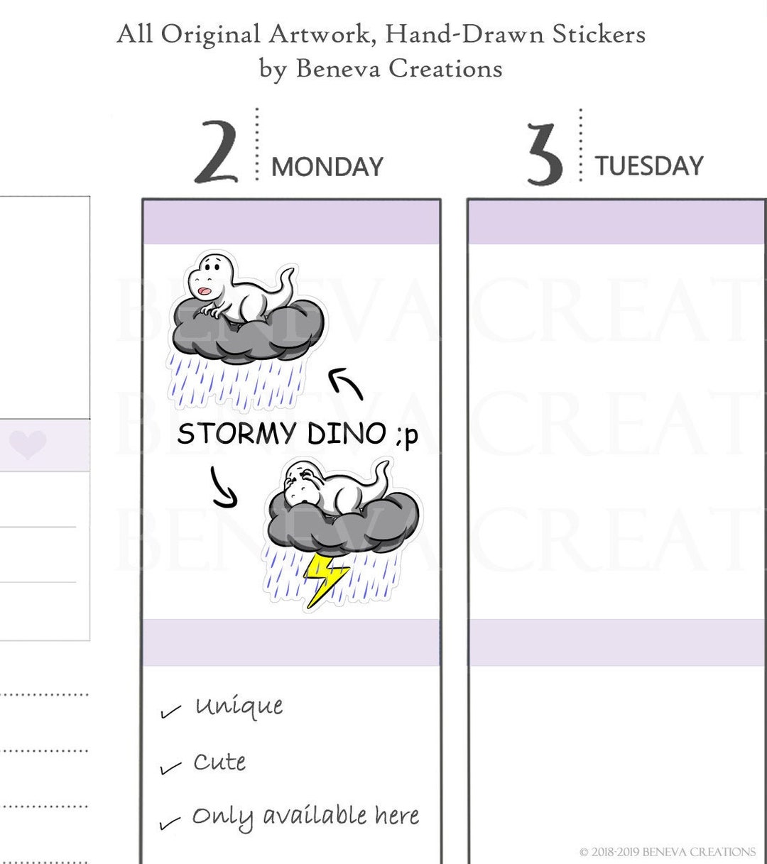 Rain Stickers - Lightning Stickers - Cloud Stickers - Thunder Cloud ...