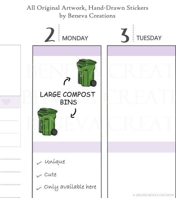 Compost Bins Stickers Green Bin Stickers Compost Stickers | Etsy