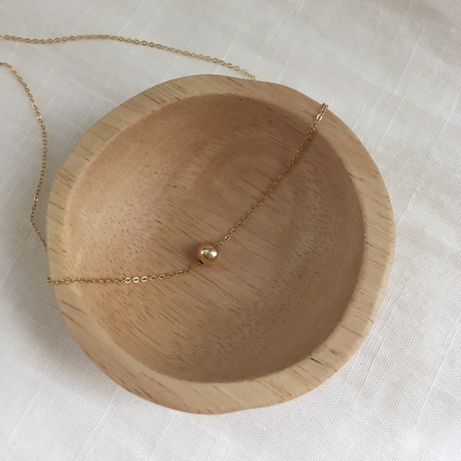 Solid 14k Gold Bead Necklace Simple 14k Gold Friendship - Etsy