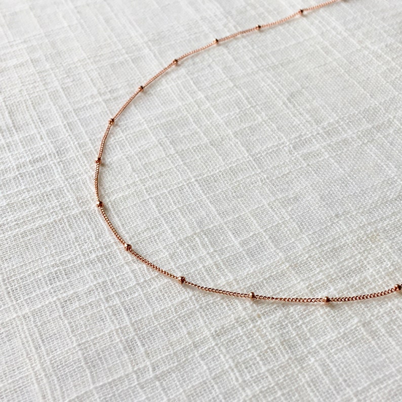 14k Solid Rose Gold Bead Short Chain Necklace Pure 14k Fine | Etsy
