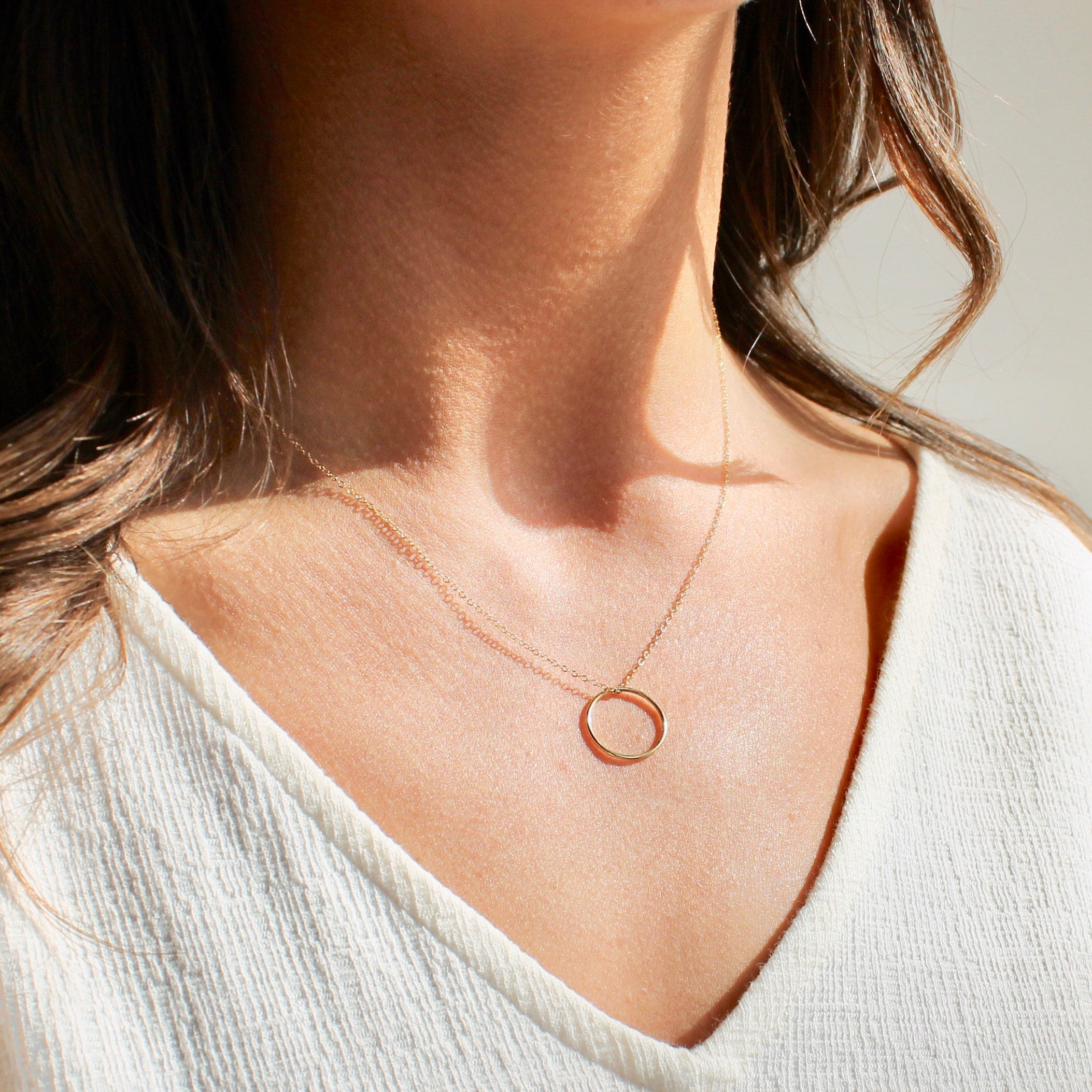 Karma Necklace Solid 14k Gold Eternity Ring Necklace | Etsy