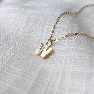 Initial W Necklace Gold Letter W Charm Necklace 14k Gold Dainty Letter ...