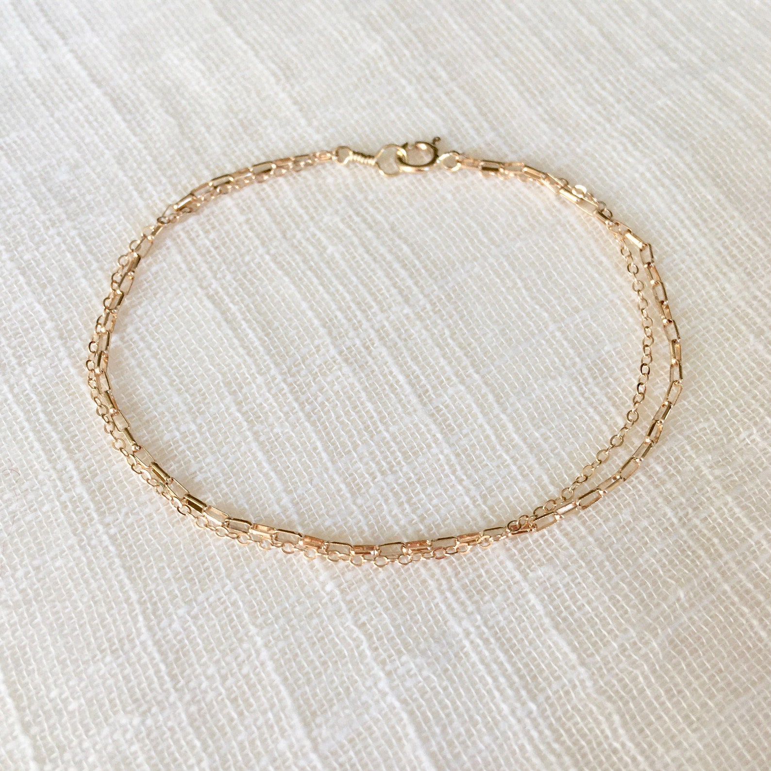 Layered Chain Bracelet Solid 14k Gold Layered Multi Chain | Etsy