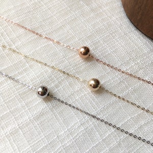 Solid 14k Gold Bead Necklace Simple 14k Gold Friendship Necklace Pure ...