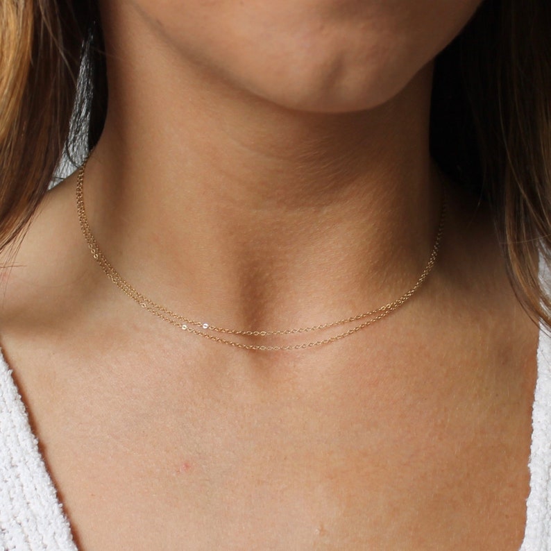 Dainty 14k Solid Gold Short Chain Necklace 14k Gold Ultra - Etsy