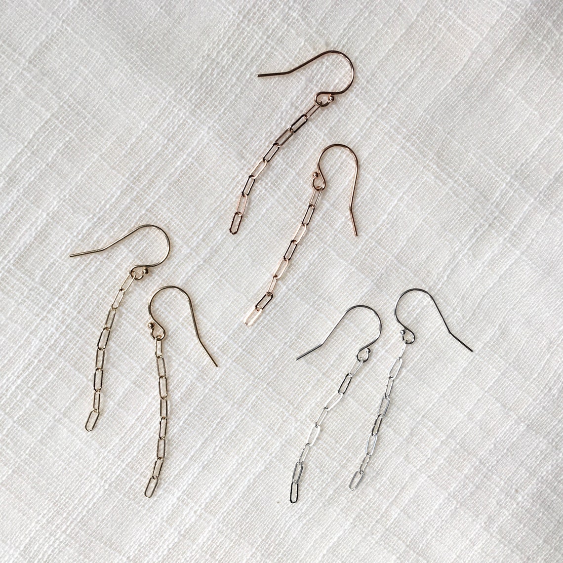 Simple Minimalist Chain Earrings Modern Dangle Pure 14k Gold - Etsy