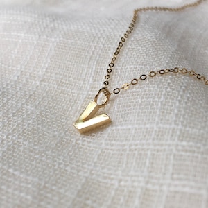 14k Gold Initial V Necklace Gold Block Letter V Charm Necklace 14k Gold ...
