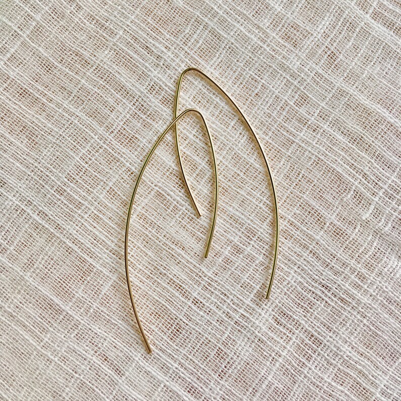 Simple Arc Threader Earrings Big Minimal Open Arc Earrings | Etsy