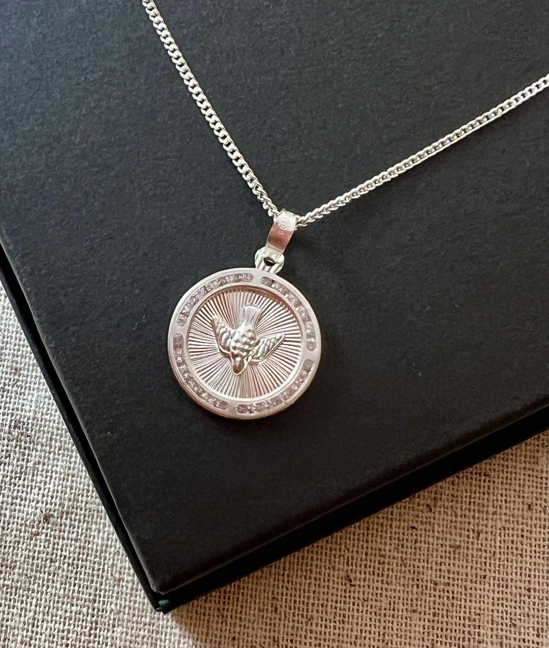 Sterling Silver Holy Spirit Medallion Necklace, Confirmation Gift - Etsy