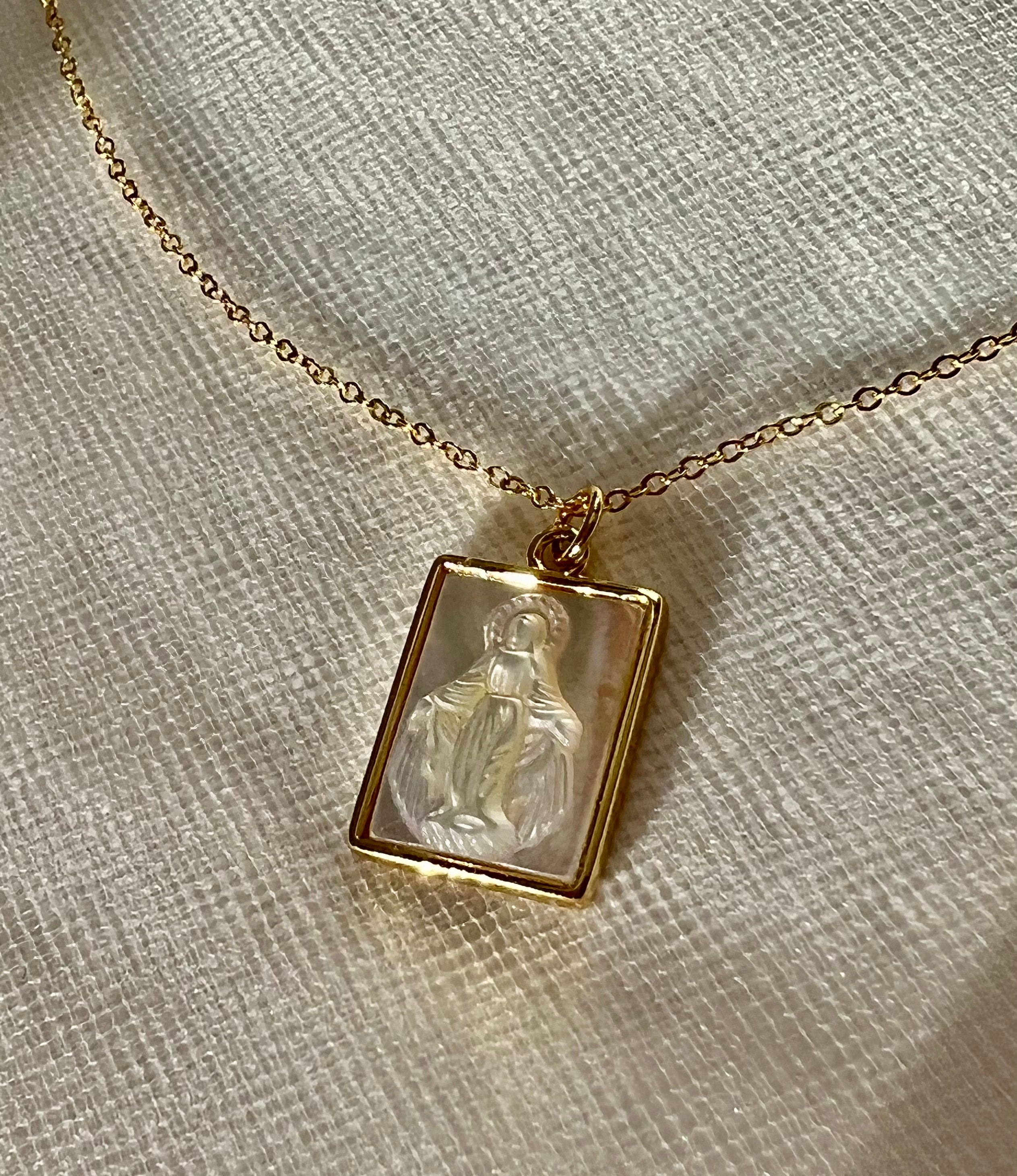Miraculous Rectangle Virgin Mary Pendant/ Everyday/ 14 K Gold - Etsy