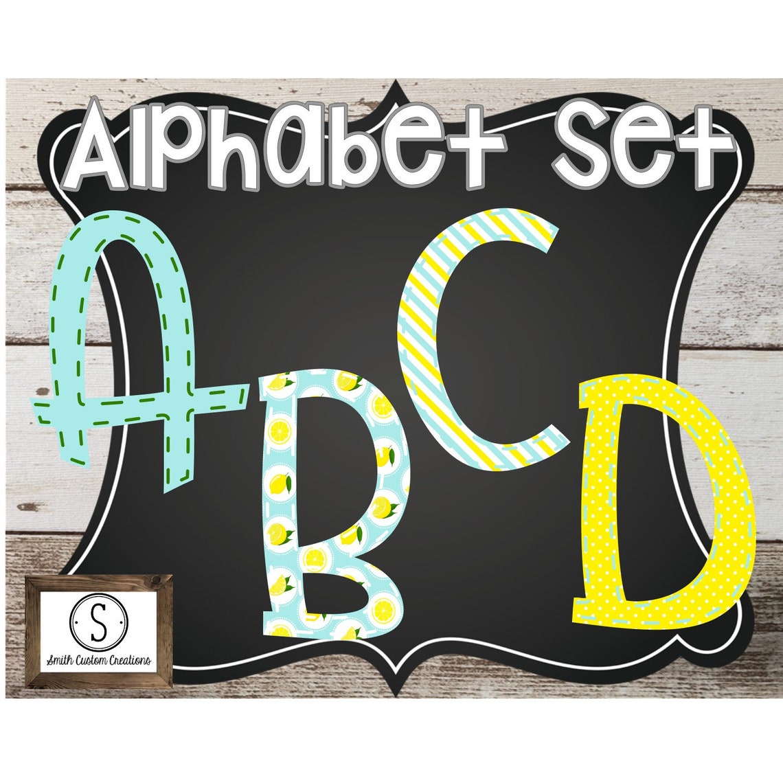 Four Complete Uppercase Faux Applique Alphabet PNG Sets. Blue With ...