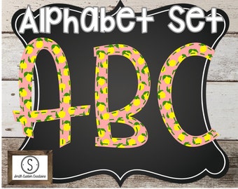 Faux Applique Uppercase Alphabet PNG Set. Pink Background With | Etsy