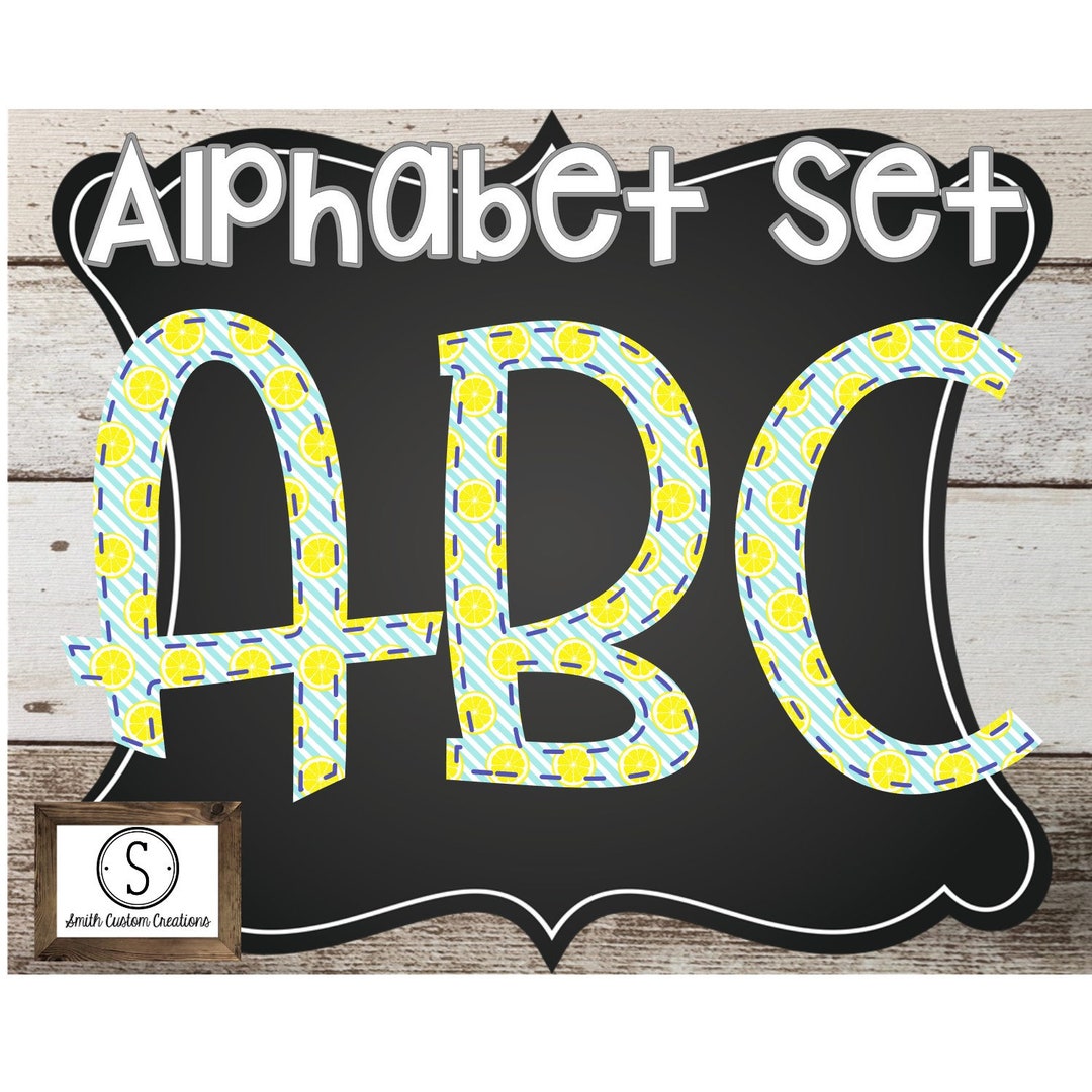 Faux Applique Uppercase Alphabet PNG Set. Blue and White Stripe ...