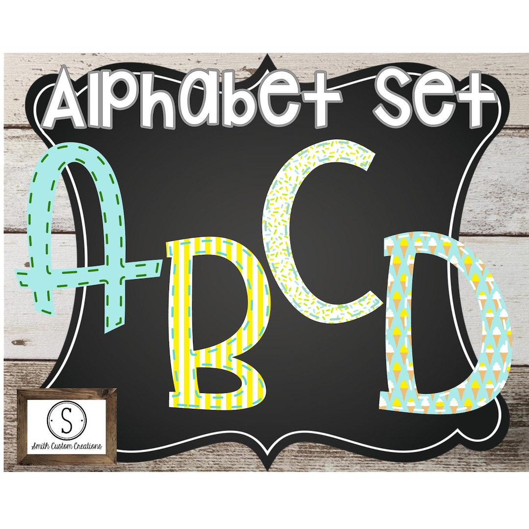 Four Complete Uppercase Faux Applique Alphabet PNG Sets. Blue ...