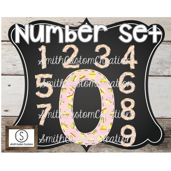 Faux Applique Numbers 0-9 PNG Set. Pink Background With Cup | Etsy