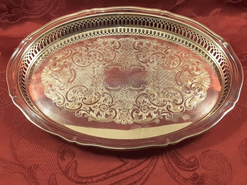Vintage Oneida USA Silverplated Oval Platter, Vanity,butler Tray - Etsy