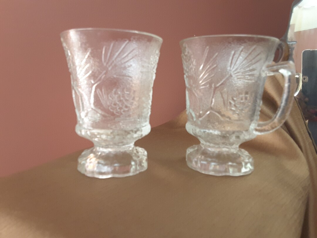 Vintage Tiara Glass Mugs, Ponderosa Pine Mugs, Tiara Glass Mugs, 2 - Etsy