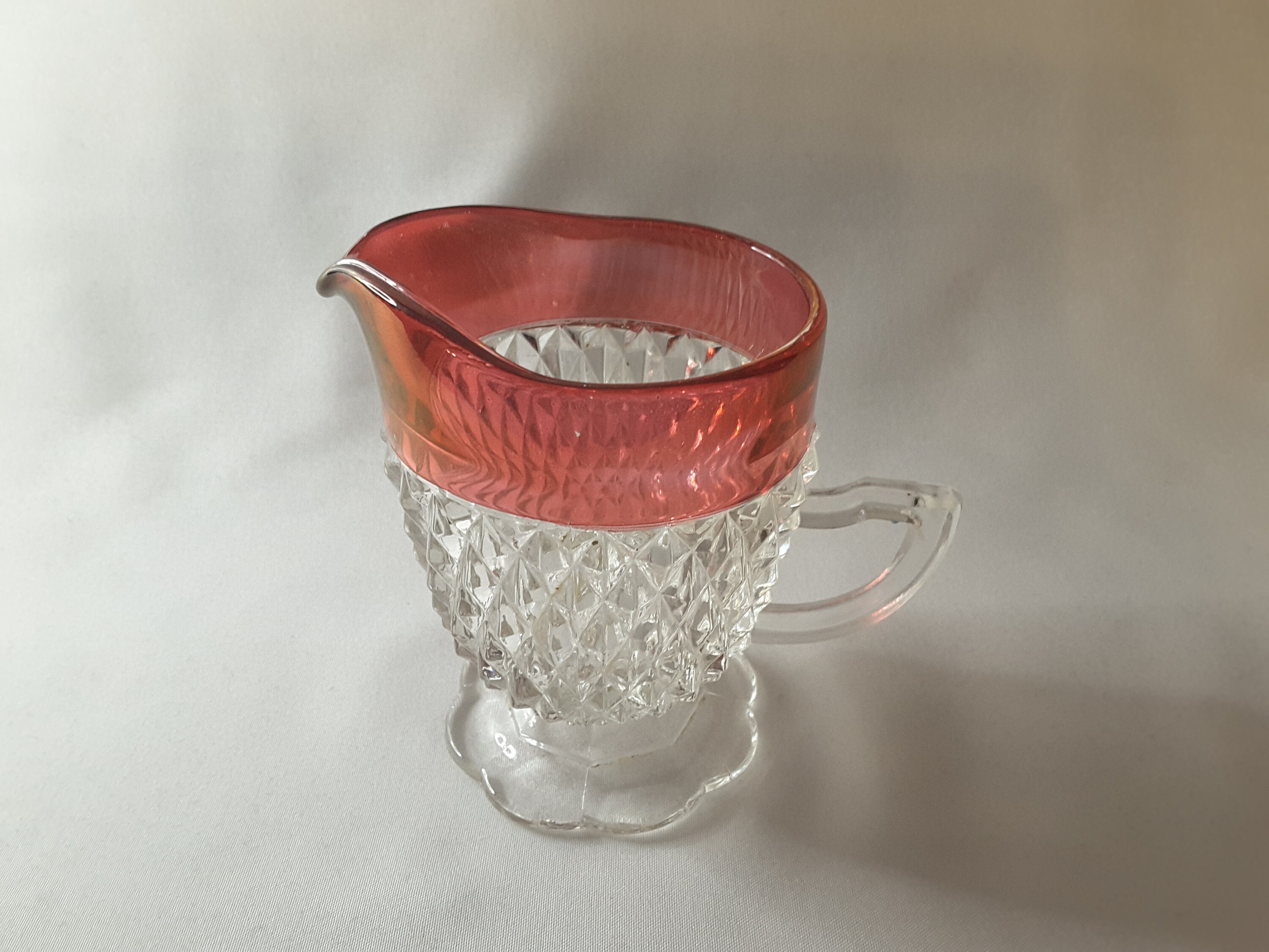 Kitchen & Dining Indiana Glass Diamond Point and Ruby Red Flash Creamer ...