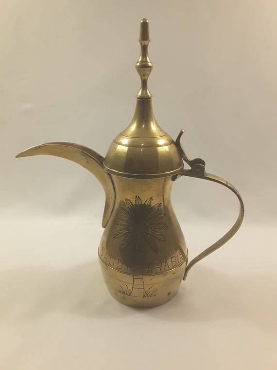 Solid Brass Coffee Pot Antique Arabic Mini Vase Brass Dallah Etched ...