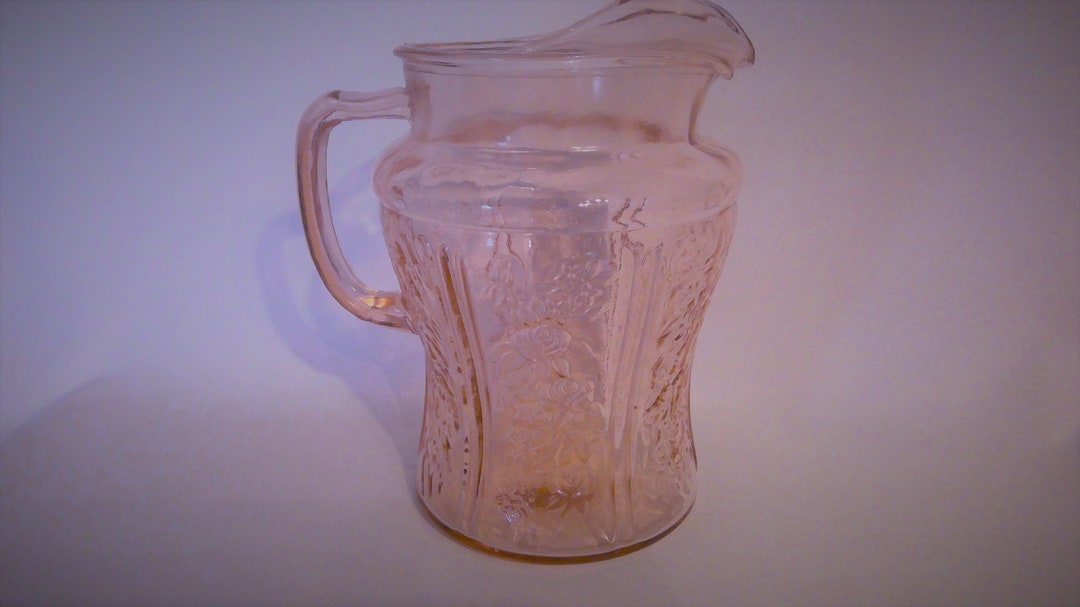 Vintage Federal Glass Pitcher; Pink Antique Pitcher - Etsy