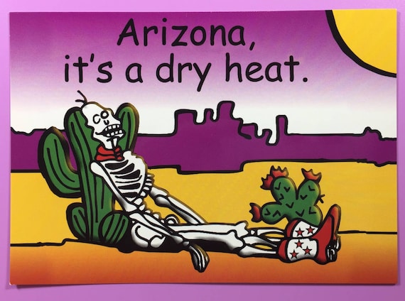 Comic Postcard Arizona It's a Dry Heat Skelton Cactus - Etsy